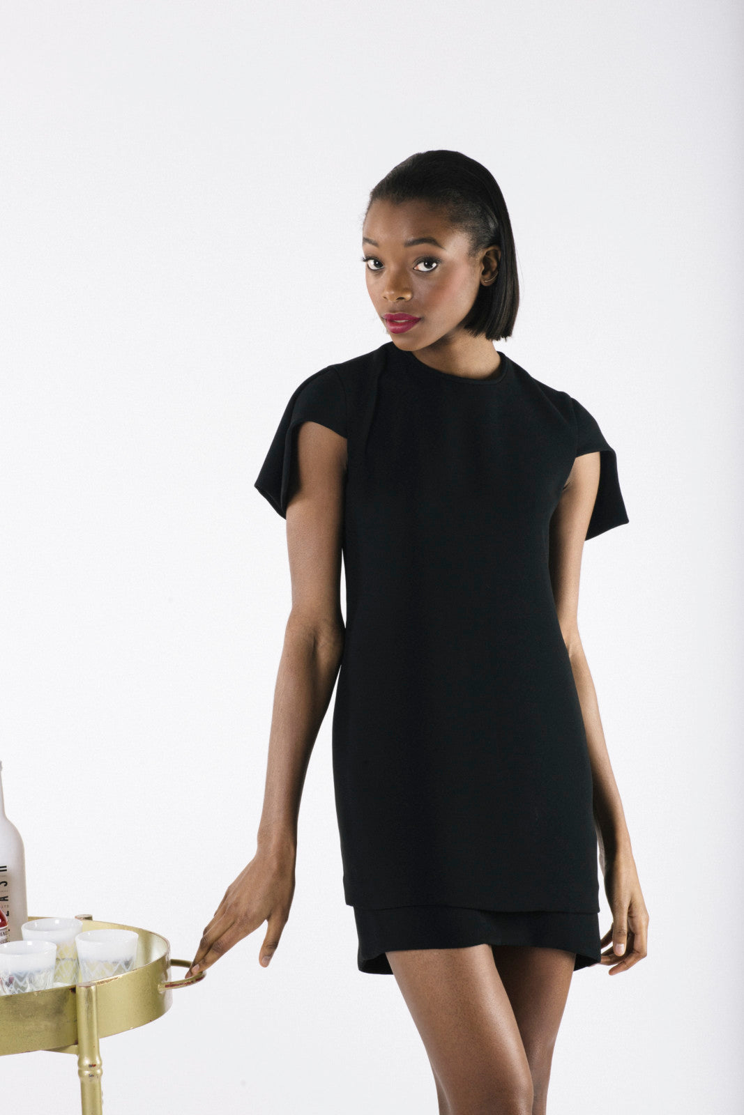 Black Cap Sleeve Mini Dress – Plan de Ville